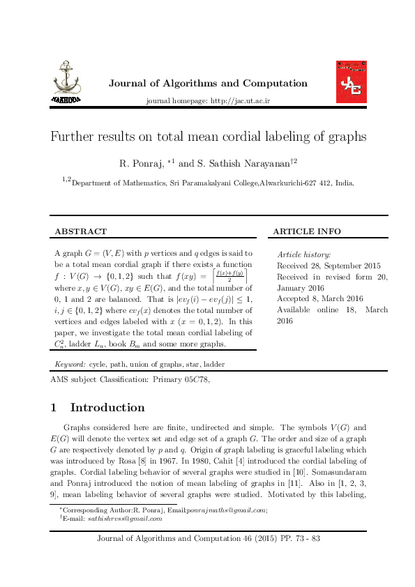 (PDF) Further results on total mean cordial labeling of graphs