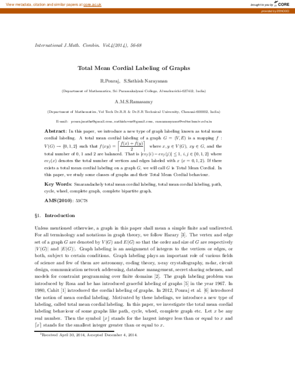 (PDF) Total Mean Cordial Labeling Of Graphs