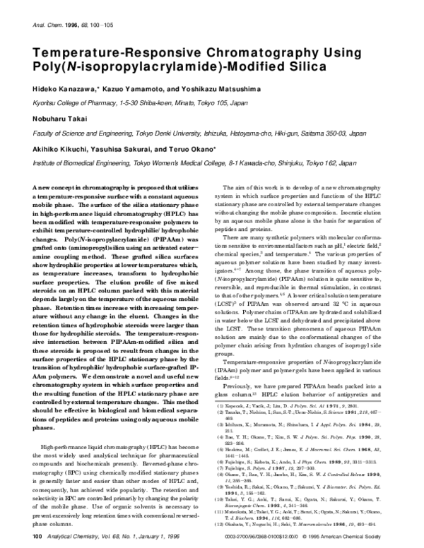 (PDF) Temperature-Responsive Chromatography Using Poly(N ...