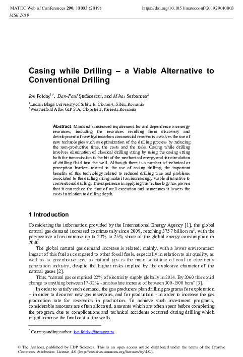 (PDF) Casing while Drilling – a Viable Alternative to Conventional Drilling