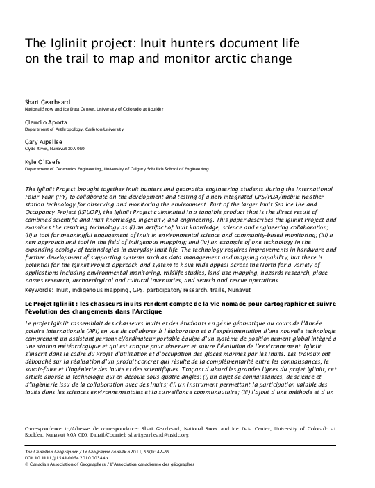 (PDF) The Igliniit project: Inuit hunters document life on the trail to ...