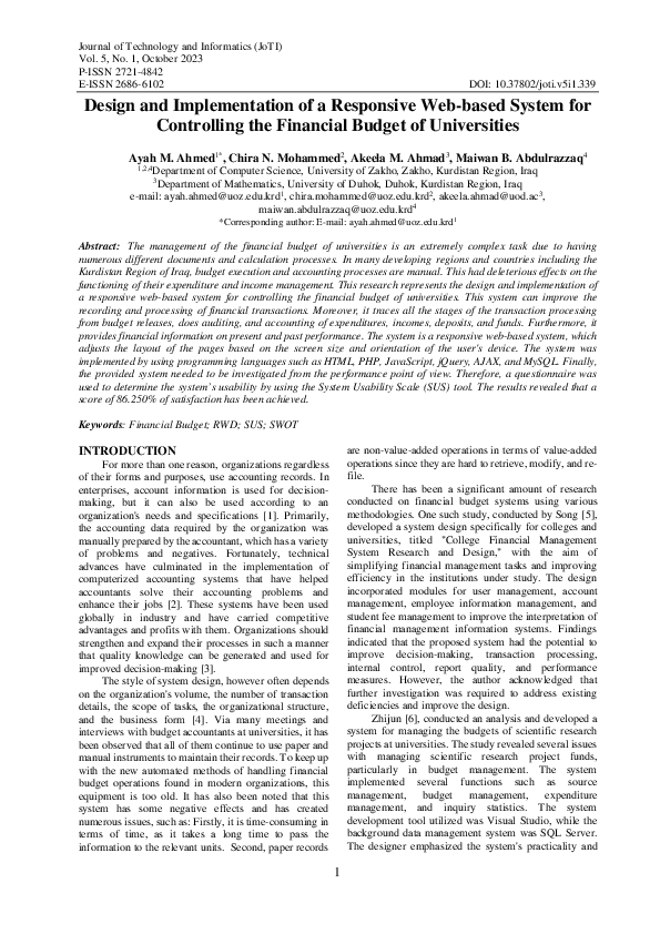 (PDF) Design and Implementation of a Responsive Web-based System for Controlling the Financial ...