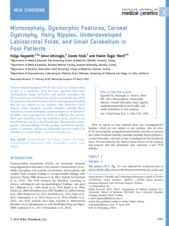 (PDF) Microcephaly, dysmorphic features, corneal dystrophy, hairy ...