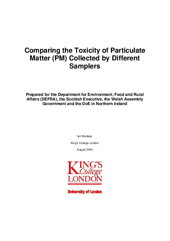 (PDF) Comparing the Toxicity of Particulate Matter (PM) Collected by ...