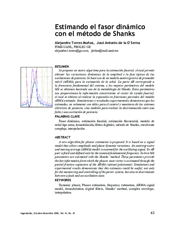 (PDF) Estimando el fasor dinámico con el método de Shanks | Alejandro ...