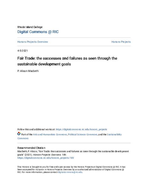 (PDF) Fair Trade: the successes and failures as seen through the ...