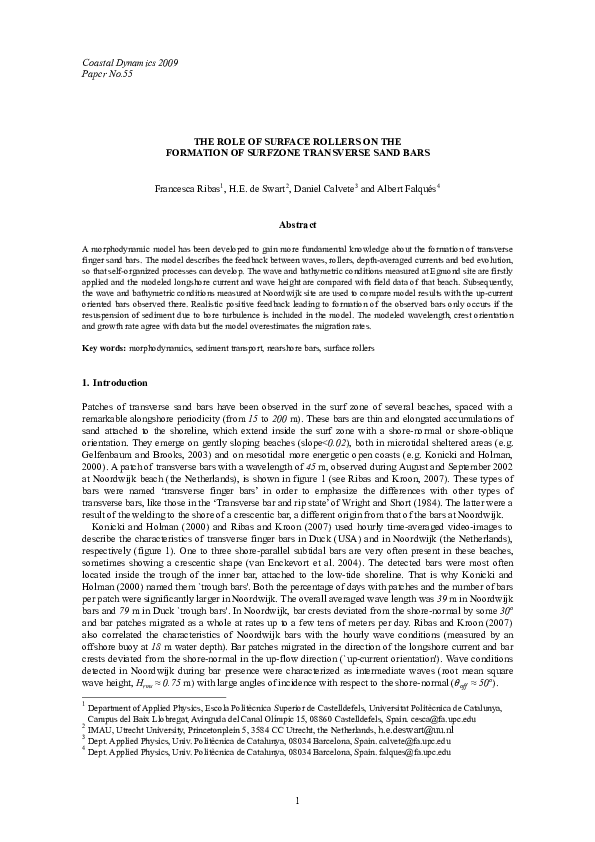 (PDF) The Role of Surface Rollers on the Formation of Surfzone ...