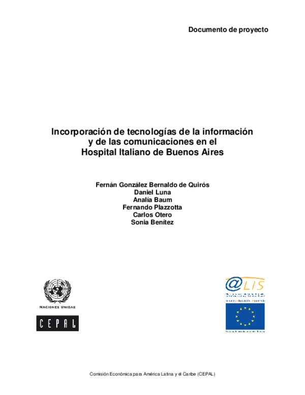 (PDF) Incorporación de tecnologías de la información y de las comunicaciones en el Hospital ...