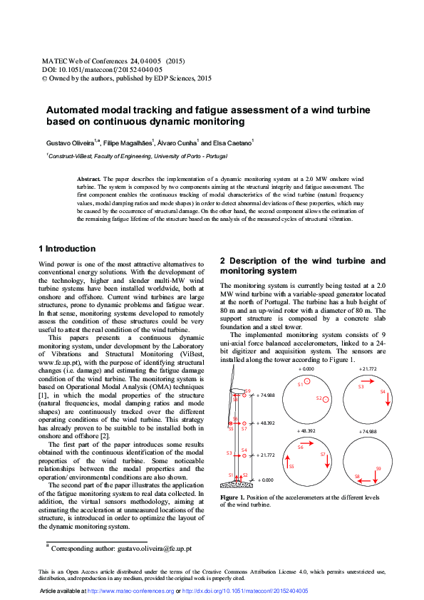 (PDF) Automated modal tracking and fatigue assessment of a wind turbine based on continuous ...