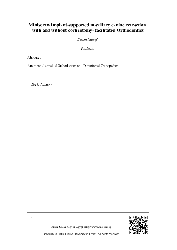 (PDF) Miniscrew implant-supported maxillary canine retraction with and ...