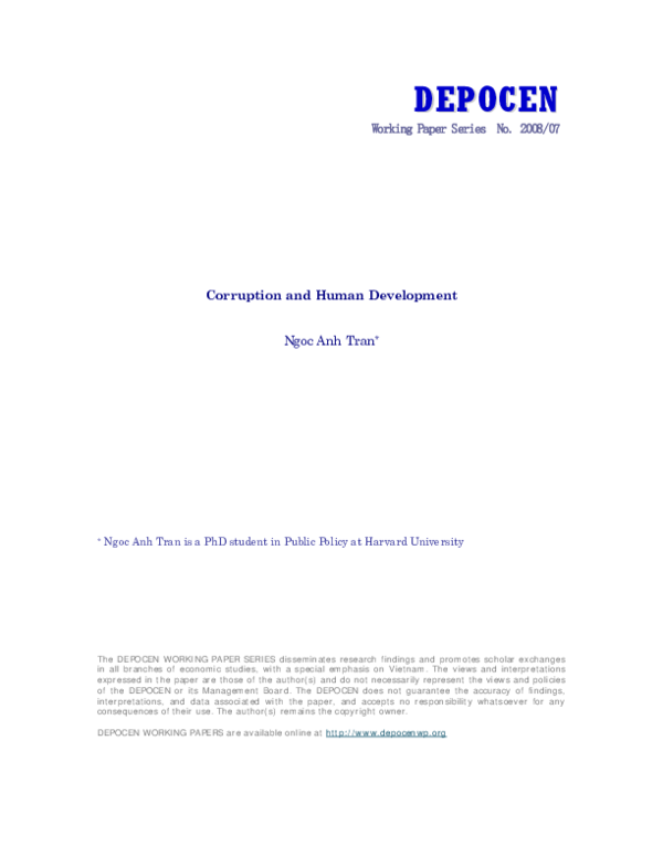 (PDF) Corruption and Human Development