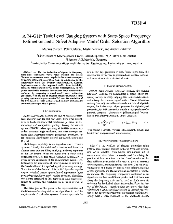 (PDF) A 24GHz tank level gauging system with state-space frequency estimation and a novel ...