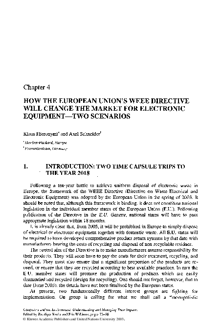 (PDF) How the European Union’s Weee Directive will Change the Market for Electronic Equipment ...
