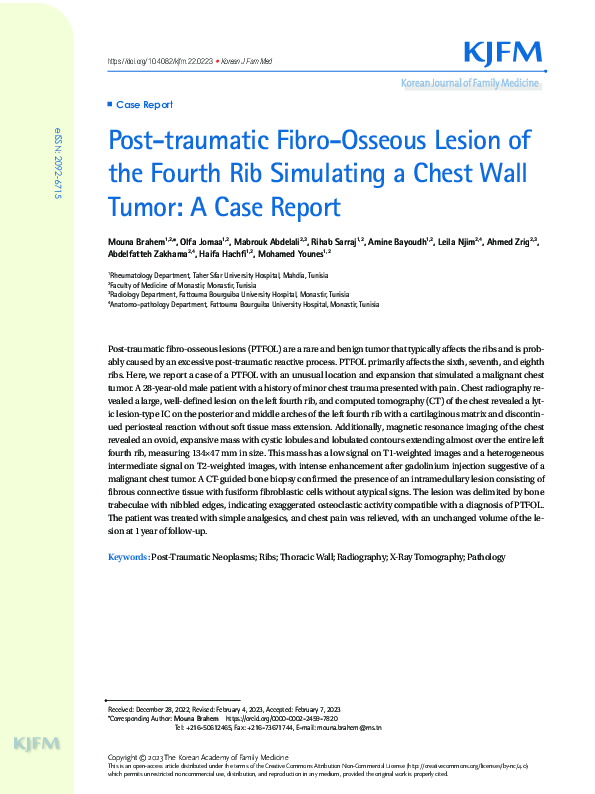 (PDF) Post-traumatic Fibro-Osseous Lesion of the Fourth Rib Simulating ...
