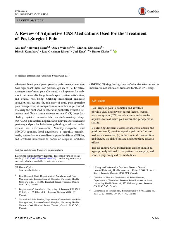 (PDF) A Review of Adjunctive CNS Medications Used for the Treatment of ...