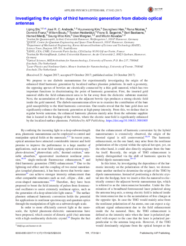 (PDF) Third Harmonic Generation in Diabolo Antennas