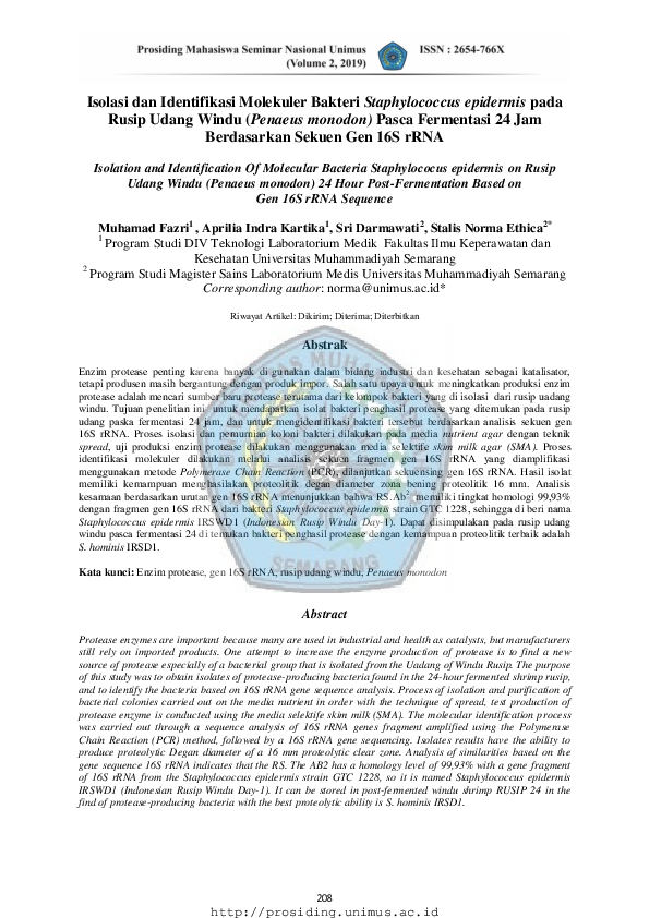 (PDF) Isolasi dan Identifikasi Molekuler Bakteri Staphylococcus ...