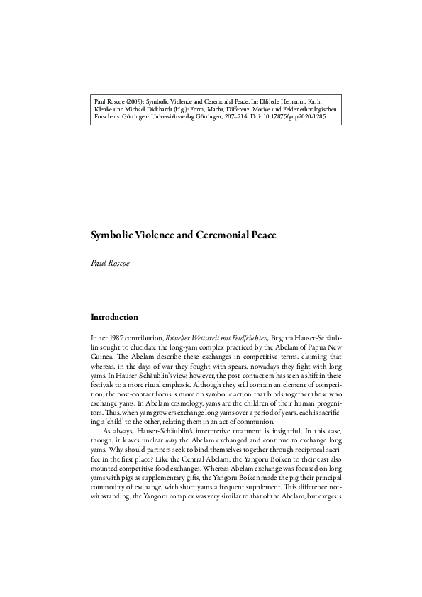 (PDF) Symbolic Violence and Ceremonial Peace