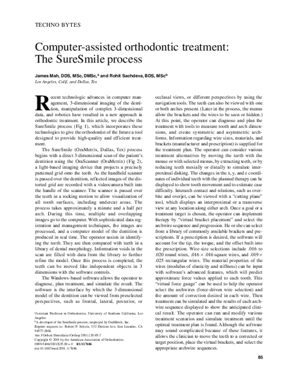 (PDF) Computer-assisted orthodontic treatment: The SureSmile process