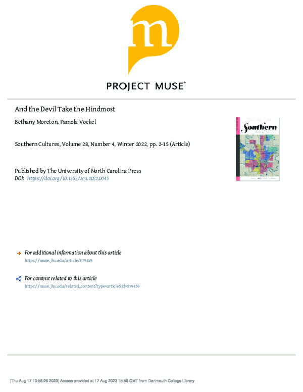 (PDF) And the Devil Take the Hindmost