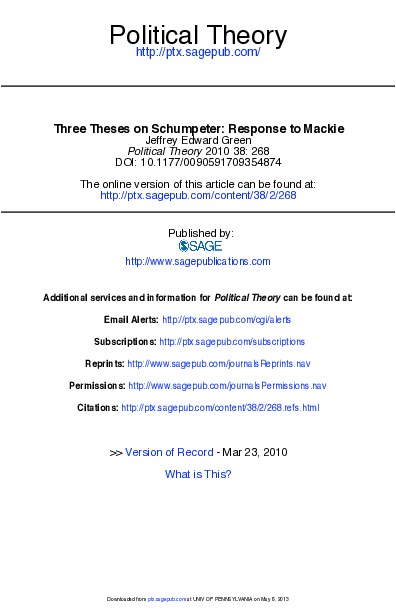 (PDF) Three Theses on Schumpeter: Response to Mackie