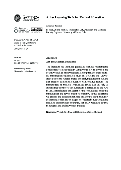 (PDF) Art as Learning Tools for Medical Education