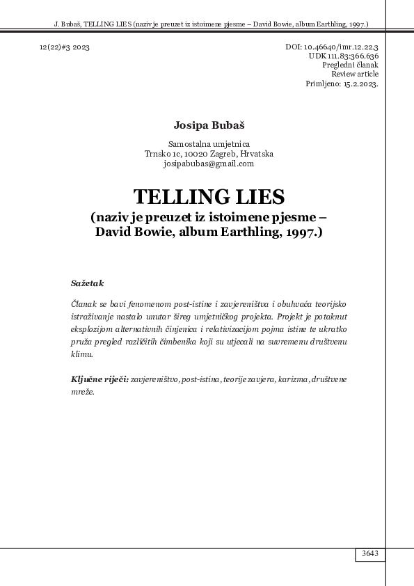 (PDF) Telling Lies