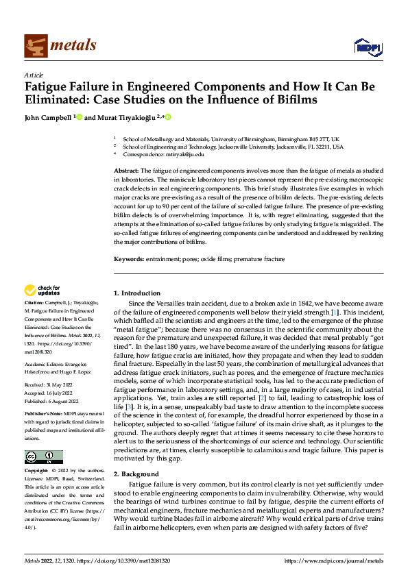 (PDF) Fatigue Failure in Engineered Components and How It Can Be ...