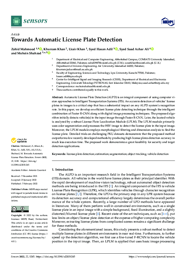 (PDF) Towards Automatic License Plate Detection