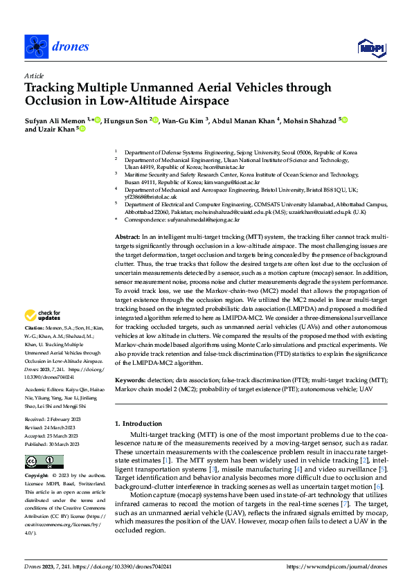 (PDF) Tracking Multiple Unmanned Aerial Vehicles through Occlusion in Low-Altitude Airspace