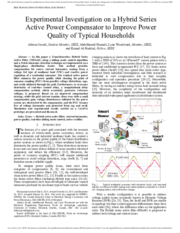 (PDF) Experimental Investigation on a Hybrid Series Active Power ...