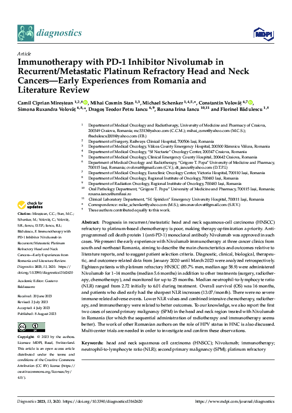 (PDF) Immunotherapy with PD-1 Inhibitor Nivolumab in Recurrent/Metastatic Platinum Refractory ...