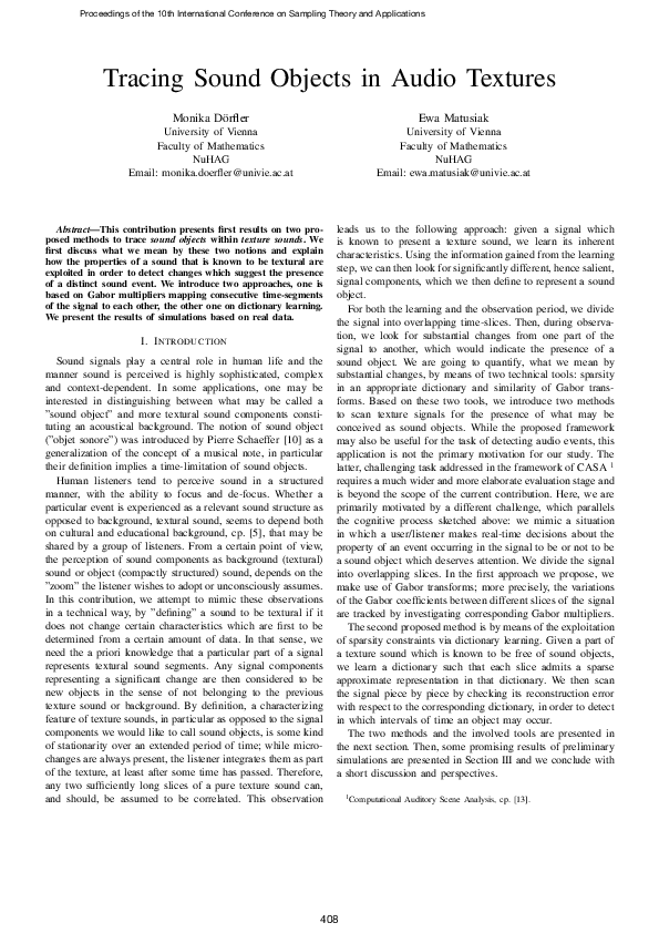 (PDF) Tracing Sound Objects In Audio Textures