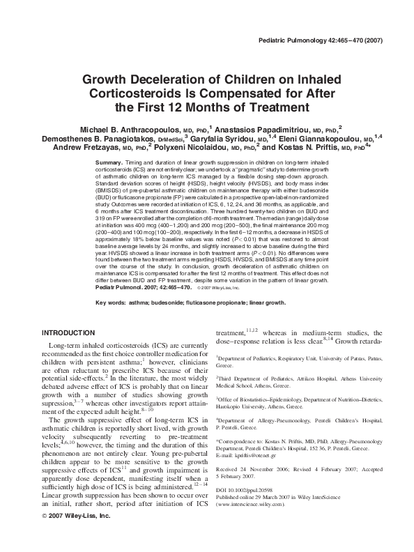 (PDF) Growth deceleration of children on inhaled corticosteroids is ...