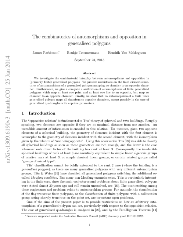 (PDF) The combinatorics of automorphisms
