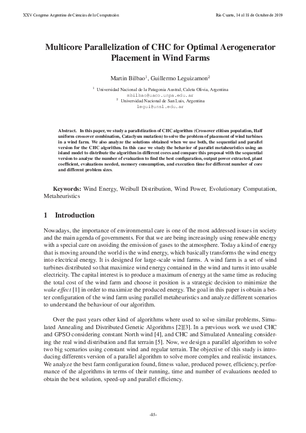 (PDF) Multicore Parallelization of CHC for Optimal Aerogenerator ...