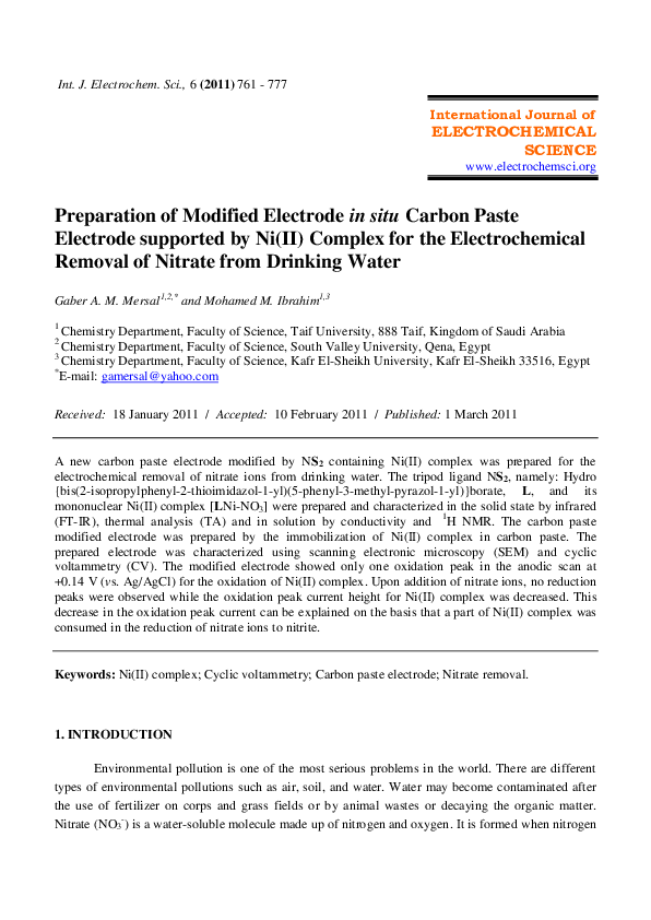 (PDF) Preparation of Modified Electrode in situ Carbon Paste Electrode ...
