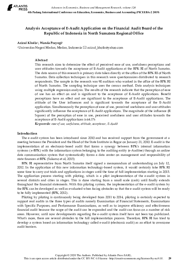(PDF) Analysis Acceptance of E-Audit Application on the Financial Audit ...