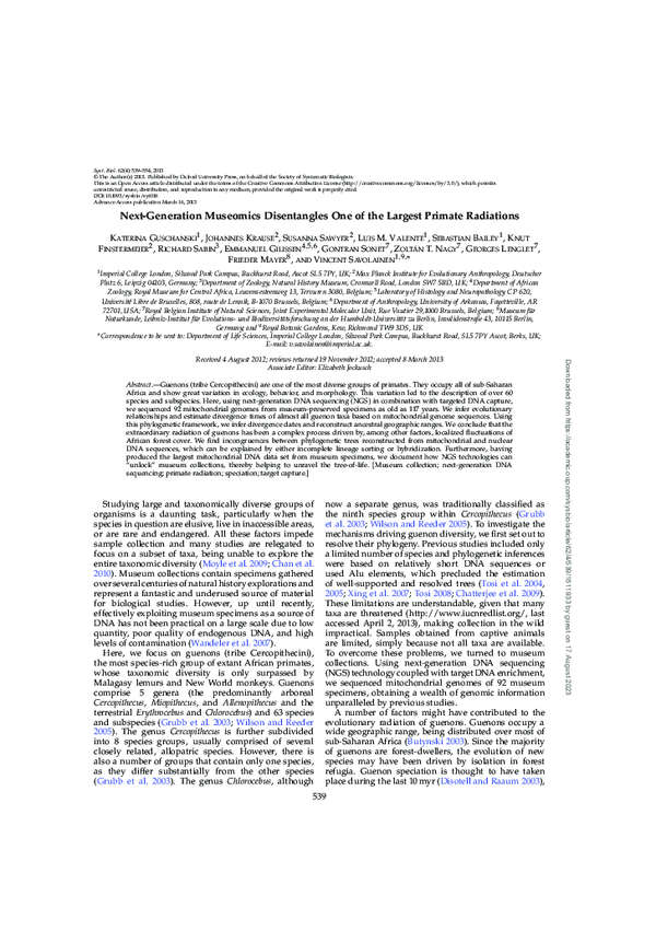 (PDF) Next-Generation Museomics Disentangles One of the Largest Primate ...