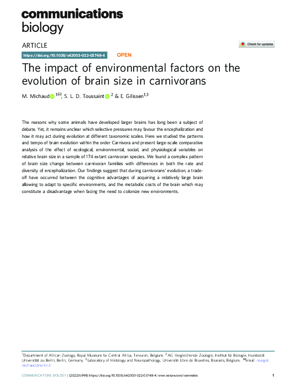 (PDF) The Impact of Environmental Factors On The Evolution of Brain ...