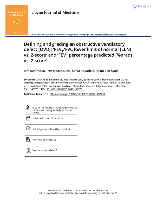 (PDF) Defining and grading an obstructive ventilatory defect (OVD) in 2018
