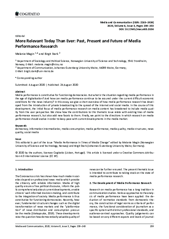 (PDF) More Relevant Today Than Ever: Past, Present and Future of Media ...