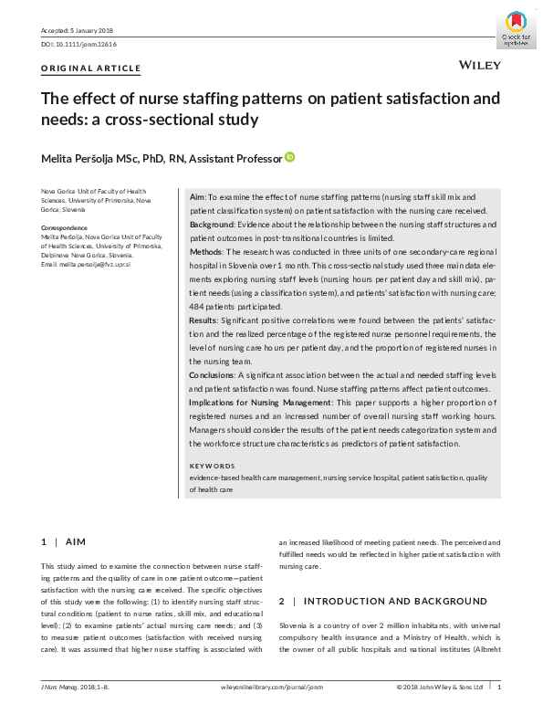 (PDF) The effect of nurse staffing patterns on patient satisfaction and ...