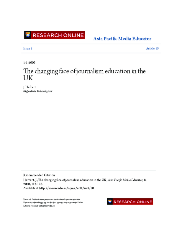 (PDF) The changing face of journalism education in the UK