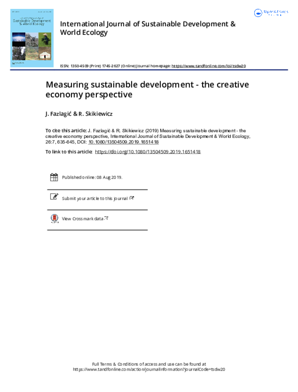 (PDF) Measuring sustainable development - the creative economy perspective