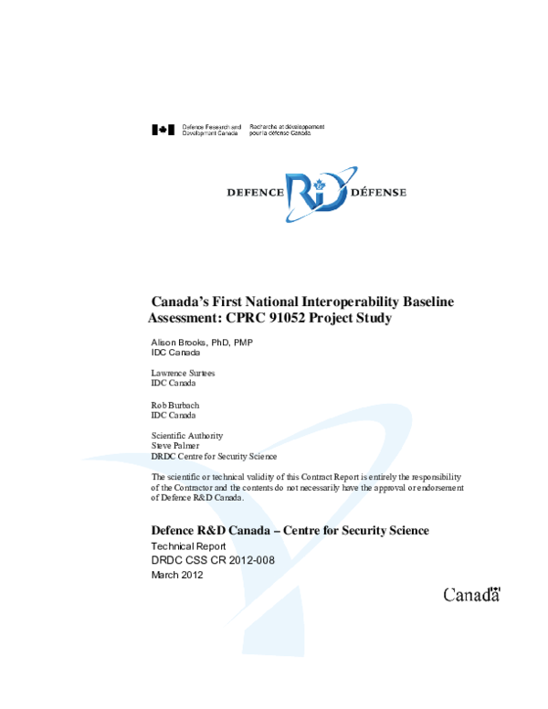 (PDF) Canada's First National Interoperability Baseline Assessment ...