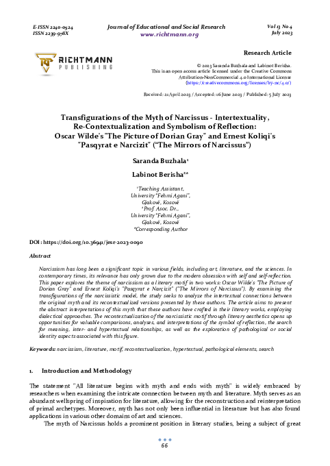 (PDF) Transfigurations of the Myth of Narcissus - Intertextuality, Re ...