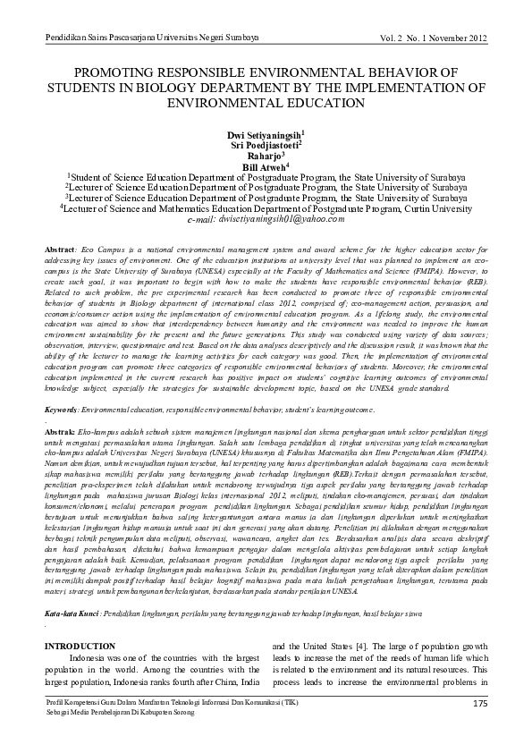 (PDF) Promoting Responsible Environmental Behavior of Students in ...