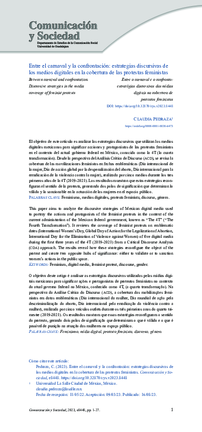 (PDF) Entre el carnaval y la confrontación: estrategias discursivas de los medios digitales en ...