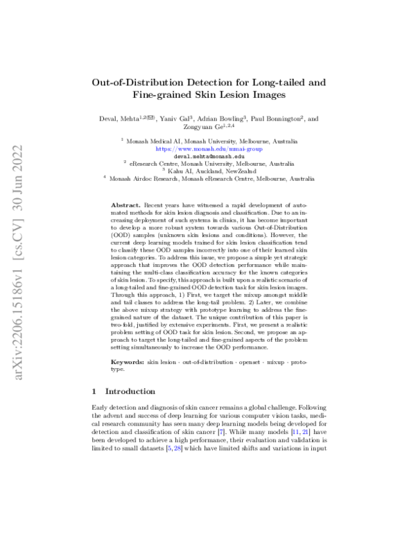 (PDF) Out-of-Distribution Detection for Long-Tailed and Fine-Grained Skin Lesion Images